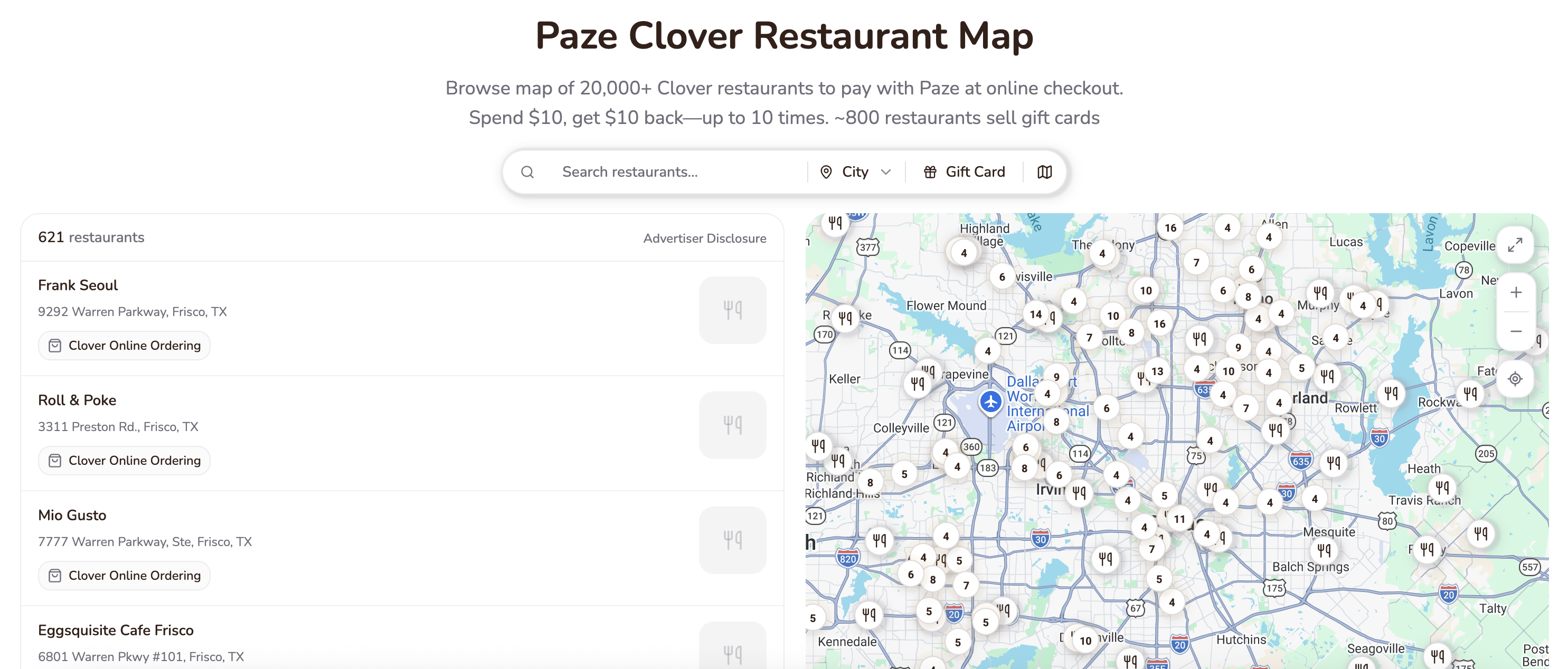 Paze Clover Map: 27,000+ Restaurants & Retail Stores 2026